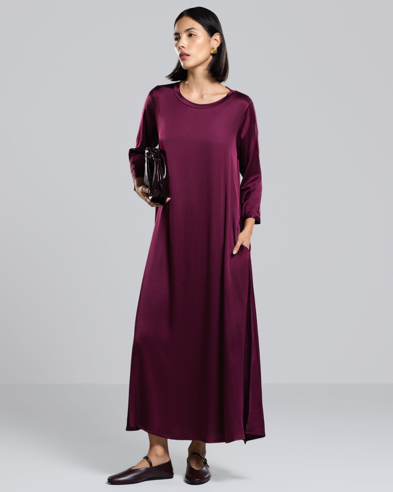 Dahlia Satin Dress | Burgundy – JAKI