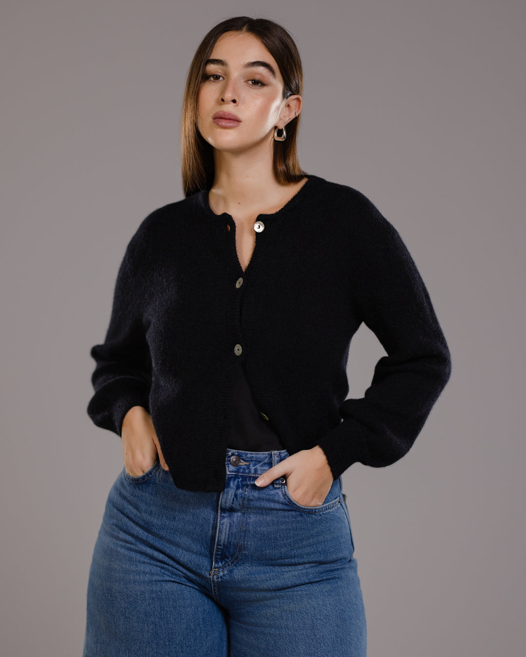 Kelsey Button Up Cardigan | Black | Alpaca-Wool Blend – JAKI