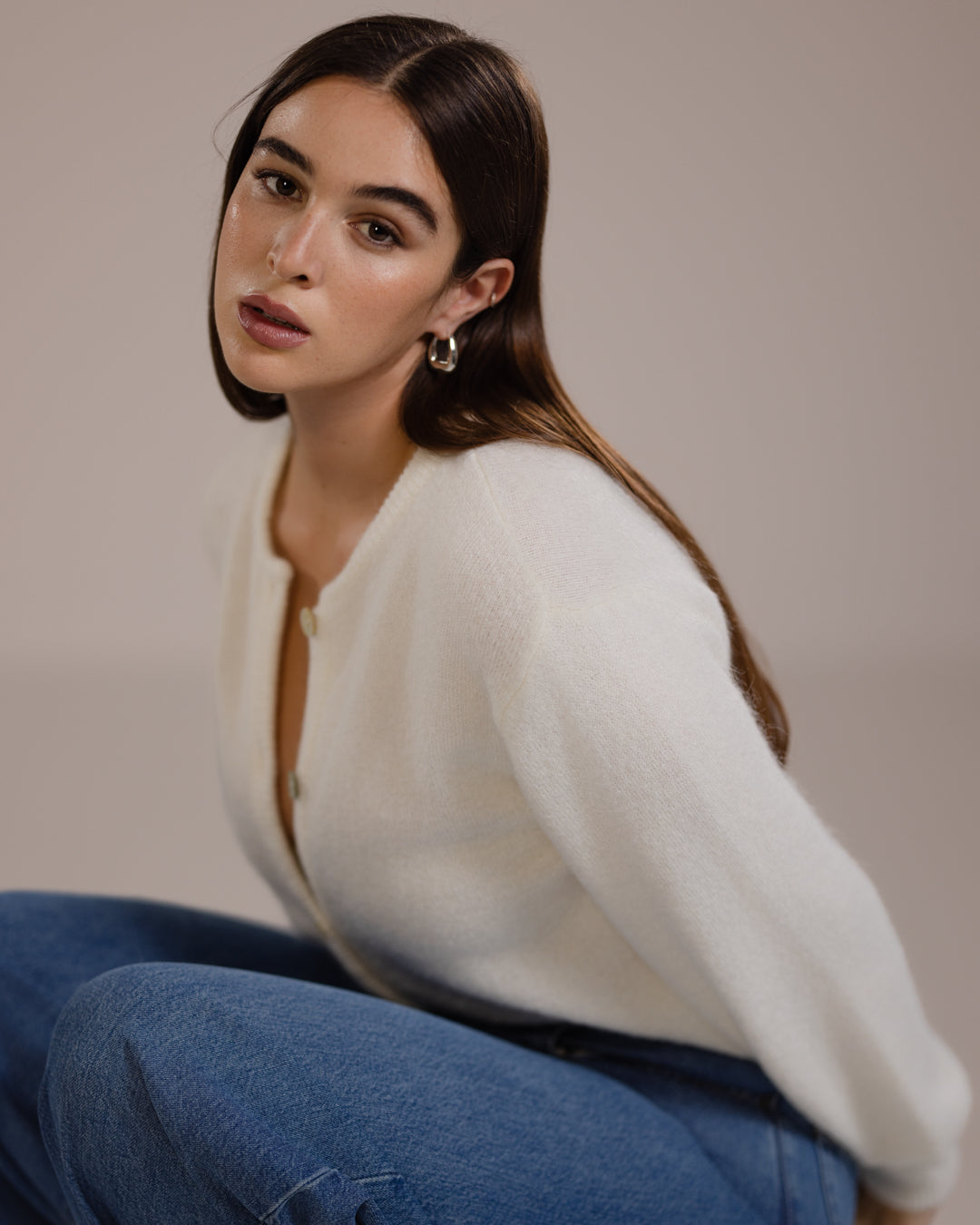 Kelsey Button Up Cardigan | Ivory | Alpaca-Wool Blend – JAKI