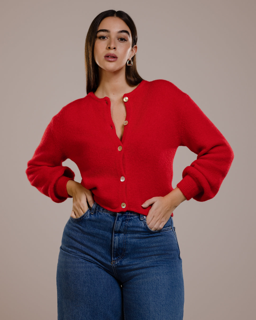 Kelsey Button Up Cardigan | Red | Alpaca-Wool Blend – JAKI